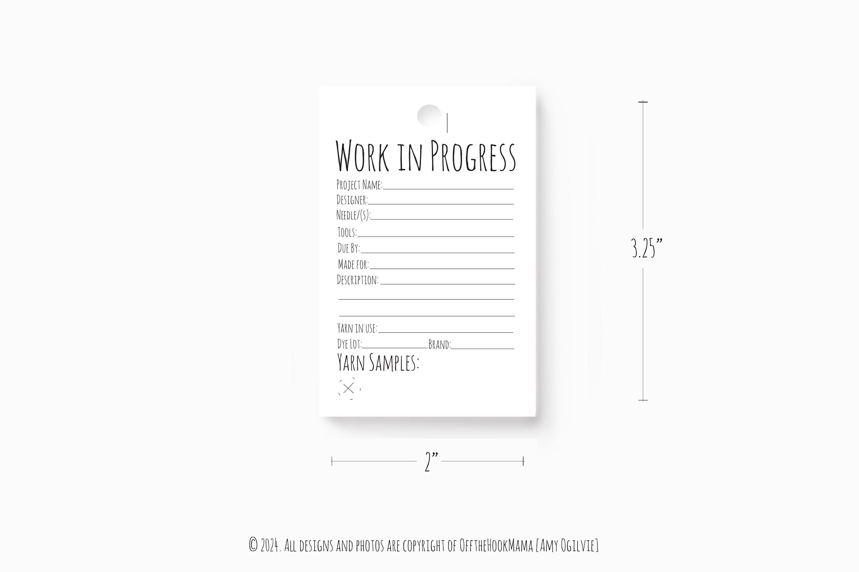 8 Off the Hook Work in Progress Tags. WIP hang tag for Handmade Kittin ...